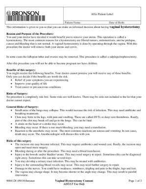 Fillable Online 13-365 Hysterectomy Consent Form Fax Email Print ...