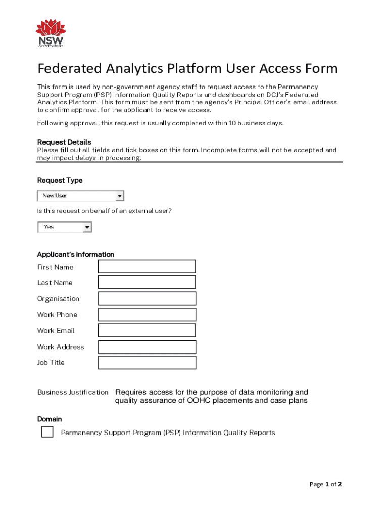 Fillable Online Federated Analytics Platform User Access Form ...