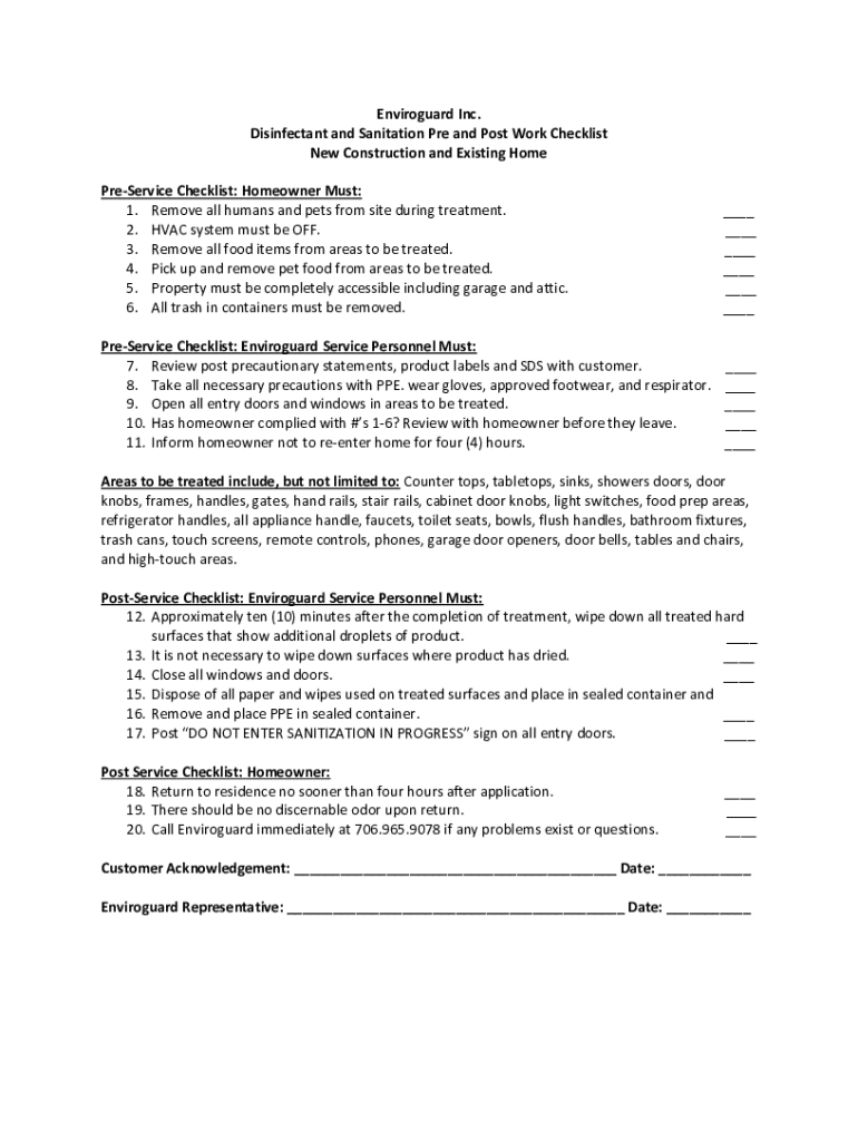 Fillable Online Environmental Services Pre-Construction Checklist Fax ...
