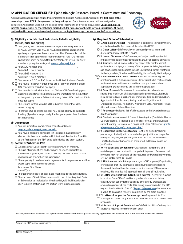 Fillable Online APPLICATION CHECKLIST: Epidemiologic Research ... Fax Email Print - pdfFiller
