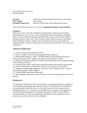 Fillable Online Endoscopy Technician - UVA Jobs - The University of ...