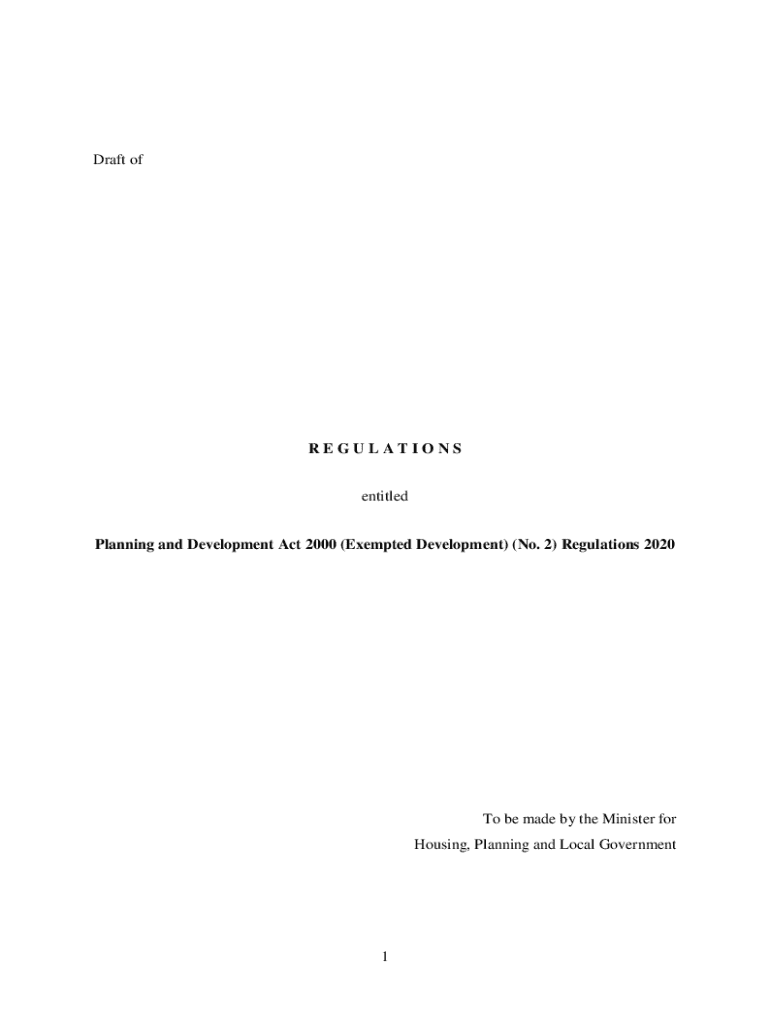 Fillable Online S.I. No. 92/2020 - Planning and Development Act 2000 ...