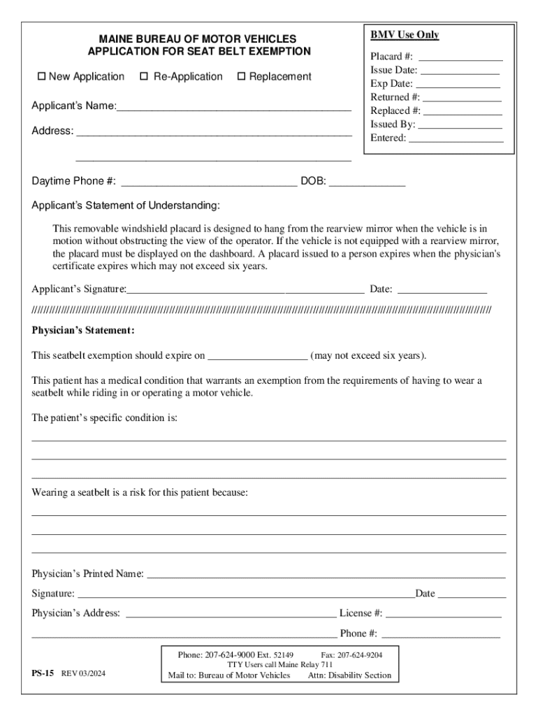 Fillable Online Maine Seat Belt Law - Fill Online, Printable, Fillable ...