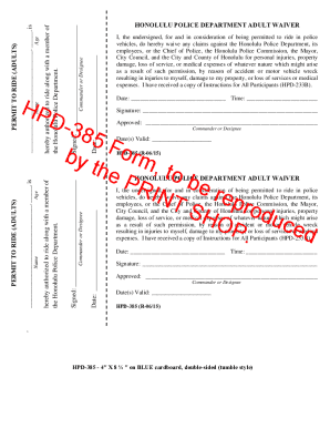 Fillable Online HPD-385 Form, to be reproduced by the PRINT SHOP. Fax ...