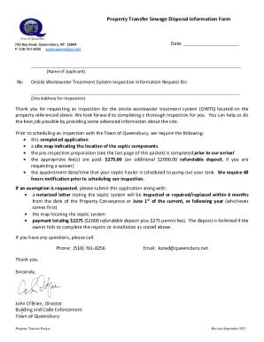 Fillable Online property transfer sewage disposal inspection letter Fax ...