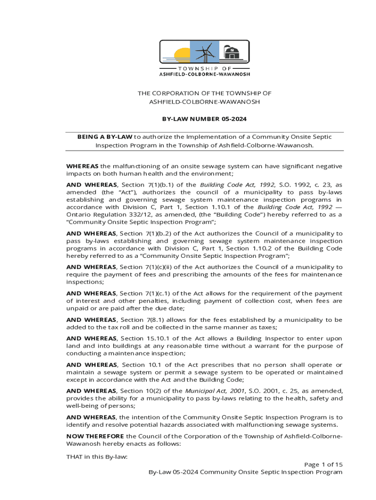 Fillable Online Community Onsite Septic Inspection Program By-Law ...