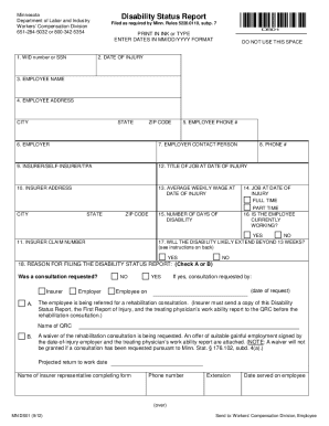 Fillable Online dli mn Form: Disability status report Fax Email Print ...
