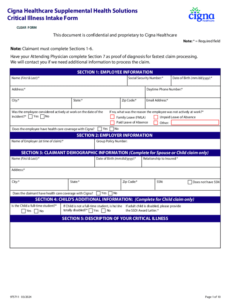 Fillable Online CANCER CLAIM FORM CRITICAL ILLNESS/SPECIFIED ... Fax ...