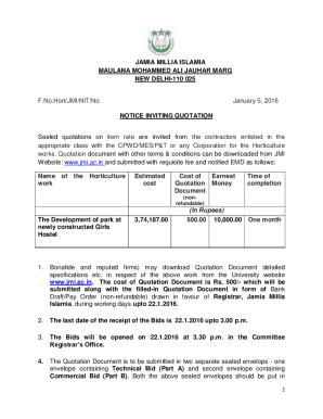 Fillable Online NOTICE INVITING QUOTATION Sealed ... Fax Email Print ...