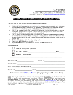 Fillable Online My Advanced Standing Application List - RAIC Syllabus ...