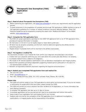 Fillable Online Therapeutic Use Exemption (TUE) Application - General ...