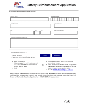 Fillable Online Fillable AAA - Battery Reimbursement Application Fax Email Print - pdfFiller