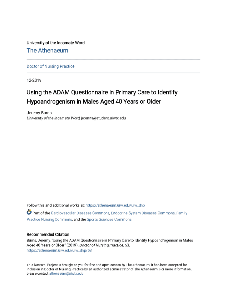 Fillable Online Using the ADAM Questionnaire in Primary Care to ...