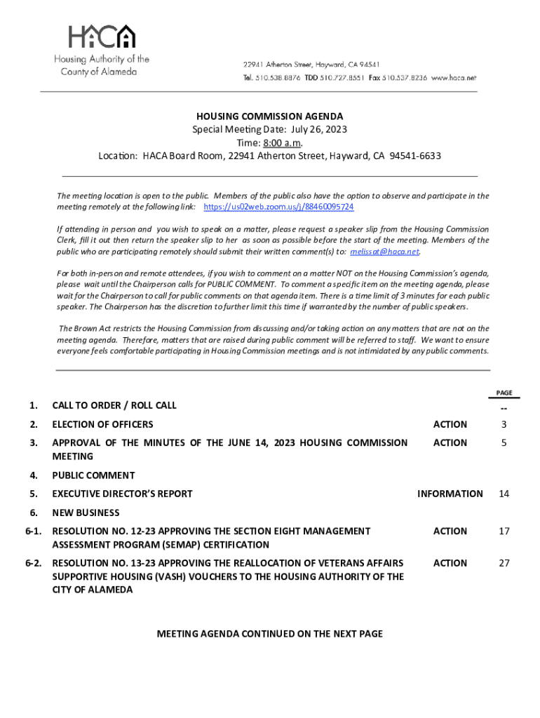 Fillable Online HACA Section 8 Housing Choice & Project Based Voucher ...