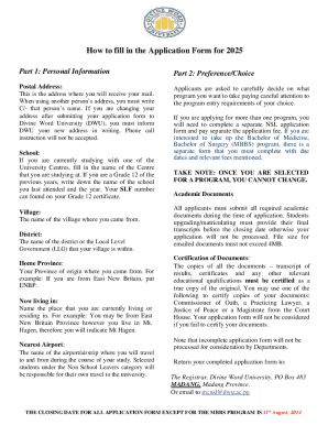 Fillable Online How to fill in the Application Form for 2025 Fax Email ...