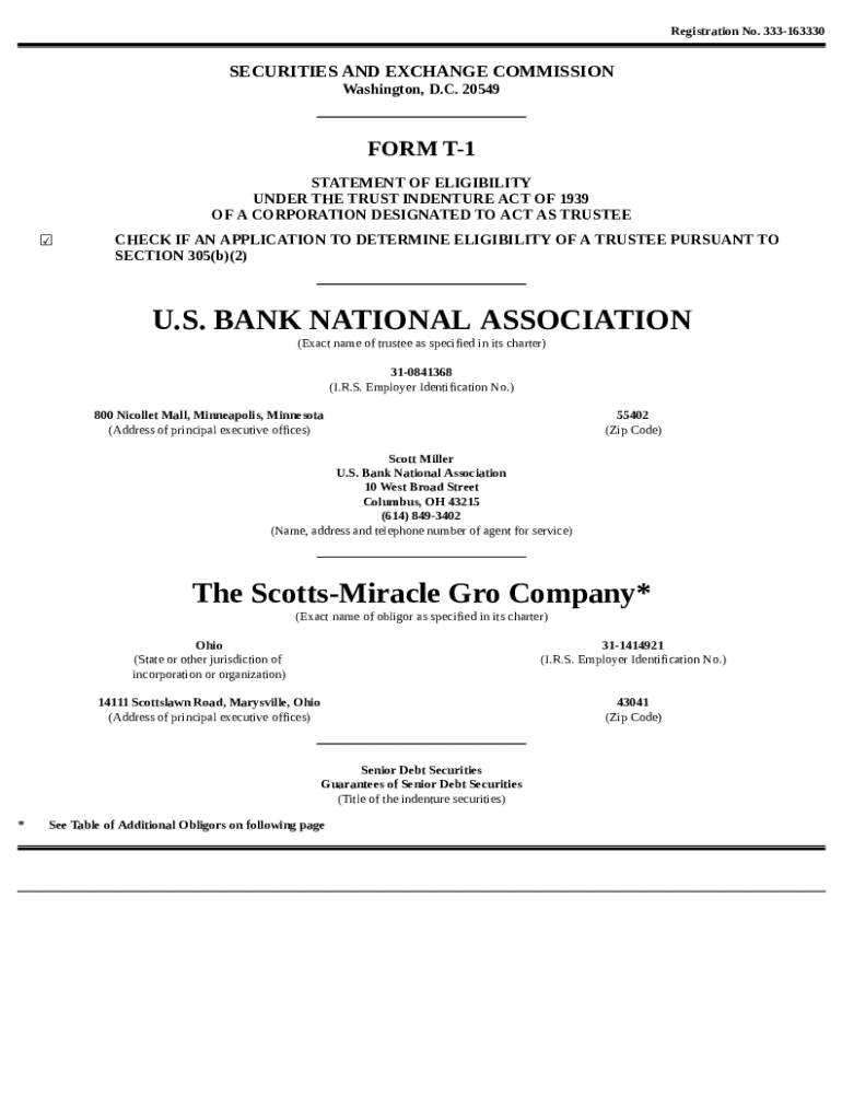 Fillable Online 17 CFR269.1 - Form T-1, for statement of eligibility ...