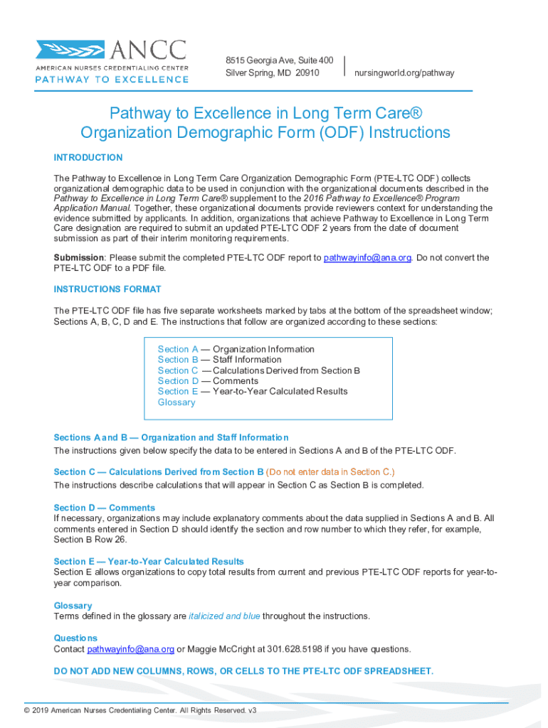 Fillable Online Pathway to Excellence Program Organization Demographic ...