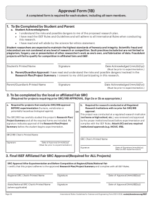 Fillable Online Approval Form (1B) : 1. To Be Completed by Student and ...