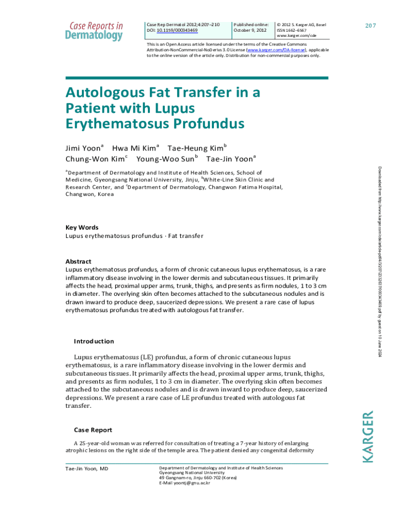 Fillable Online Autologous Fat Transfer in a Patient with Lupus ...