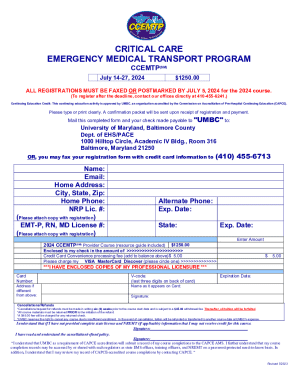Fillable Online Critical Care Emergency Medical Transport Program ...