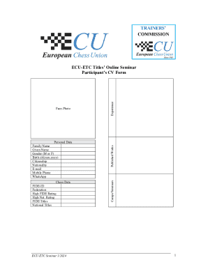 Fillable Online ECU-ETC Titles' Online Seminar Participant's CV Form ...