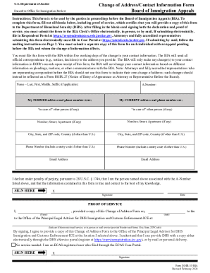Fillable Online FORM EOIR-33-BIA. Change of Address/Contact Information ...