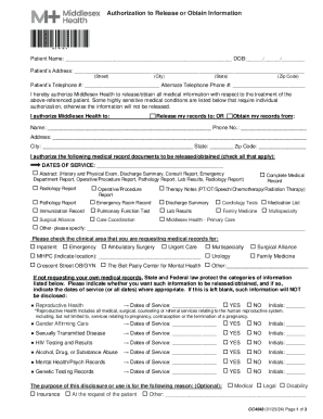 Fillable Online Middlesex Health Primary Care Adult New Patient Packet Fax Email Print - pdfFiller