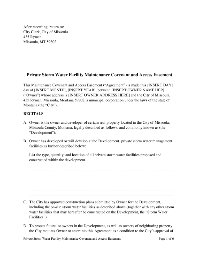 Fillable Online Private Stormwater Facility Agreement - City of ...