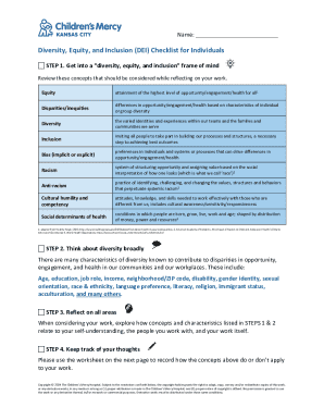 Fillable Online Diversity, Equity, and Inclusion (DEI) Checklist for ...
