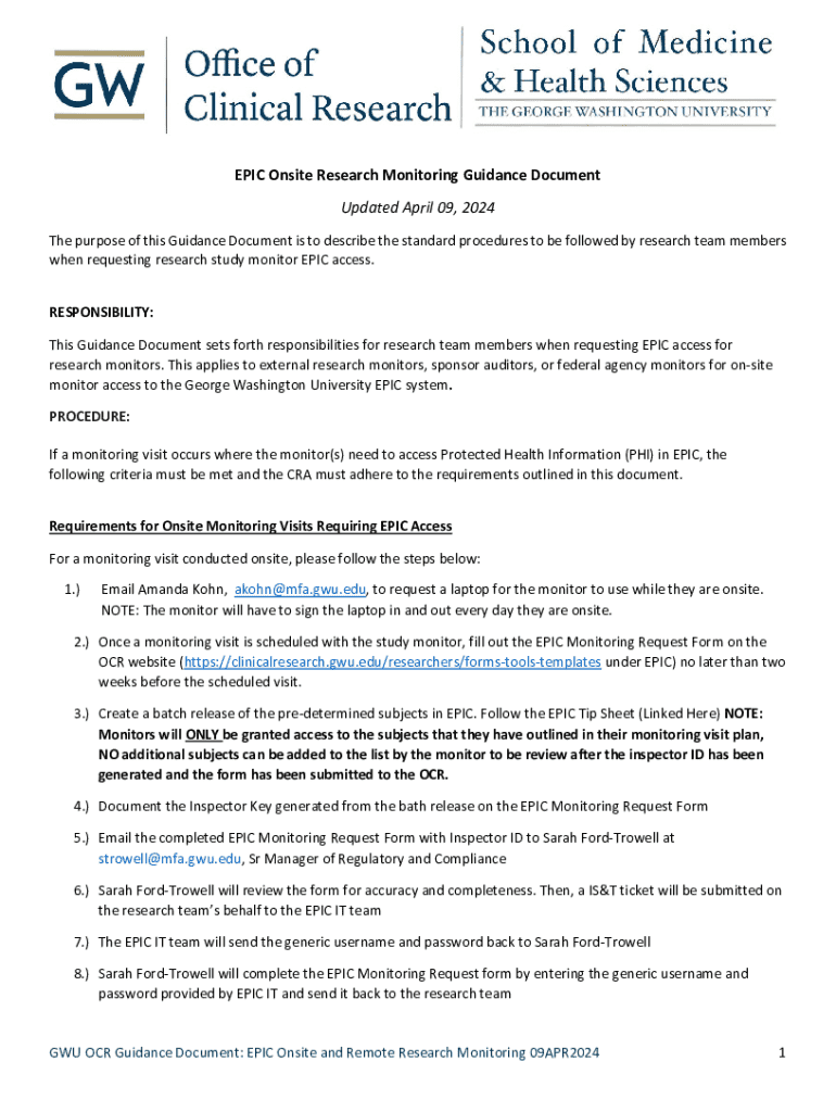 Fillable Online Sponsor Access to Epic for Research Project Monitoring ...