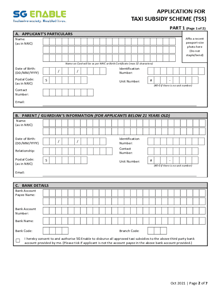 Fillable Online Taxi Subsidy Scheme and Lift Payment Fax Email Print ...