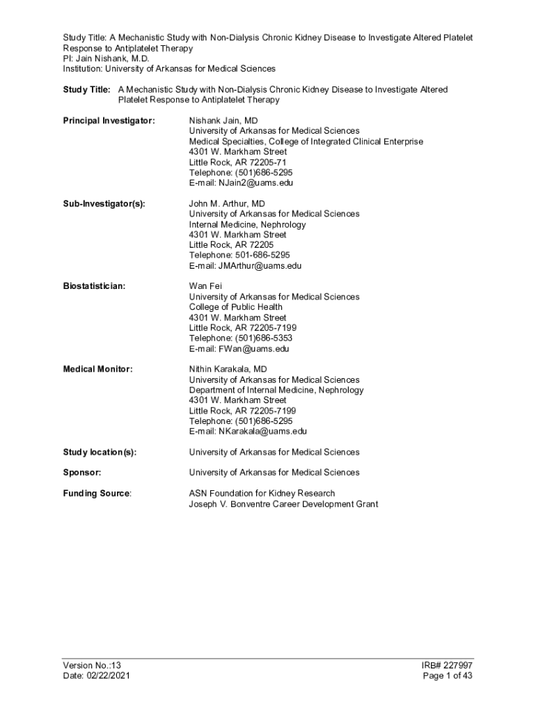 Fillable Online Chronic Kidney Disease (CKD) Platelet Study - Full Text View Fax Email Print ...