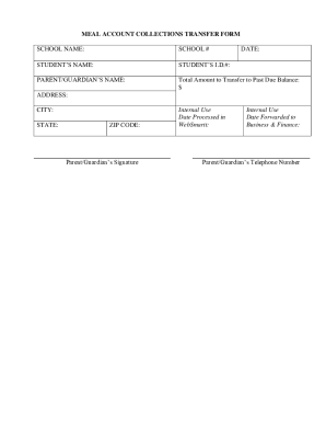 Fillable Online Meal Account Refund/Transfer/Donation Request Form Fax ...