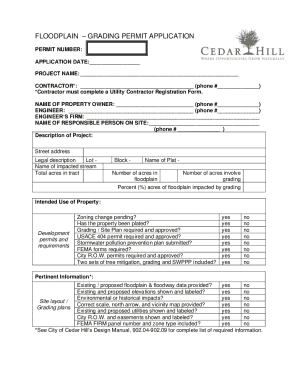 Fillable Online Floodplain-GRading Permit with Contractor Registration Form Fax Email Print ...