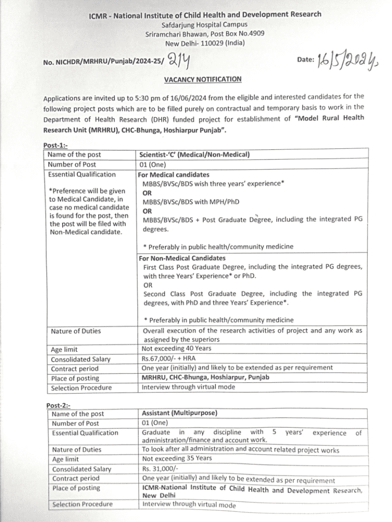 Fillable Online ICMR - National Institute of Child Health and ...