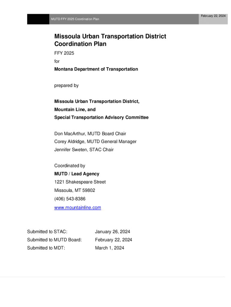 Fillable Online Missoula's new transportation plan to explore transit ...