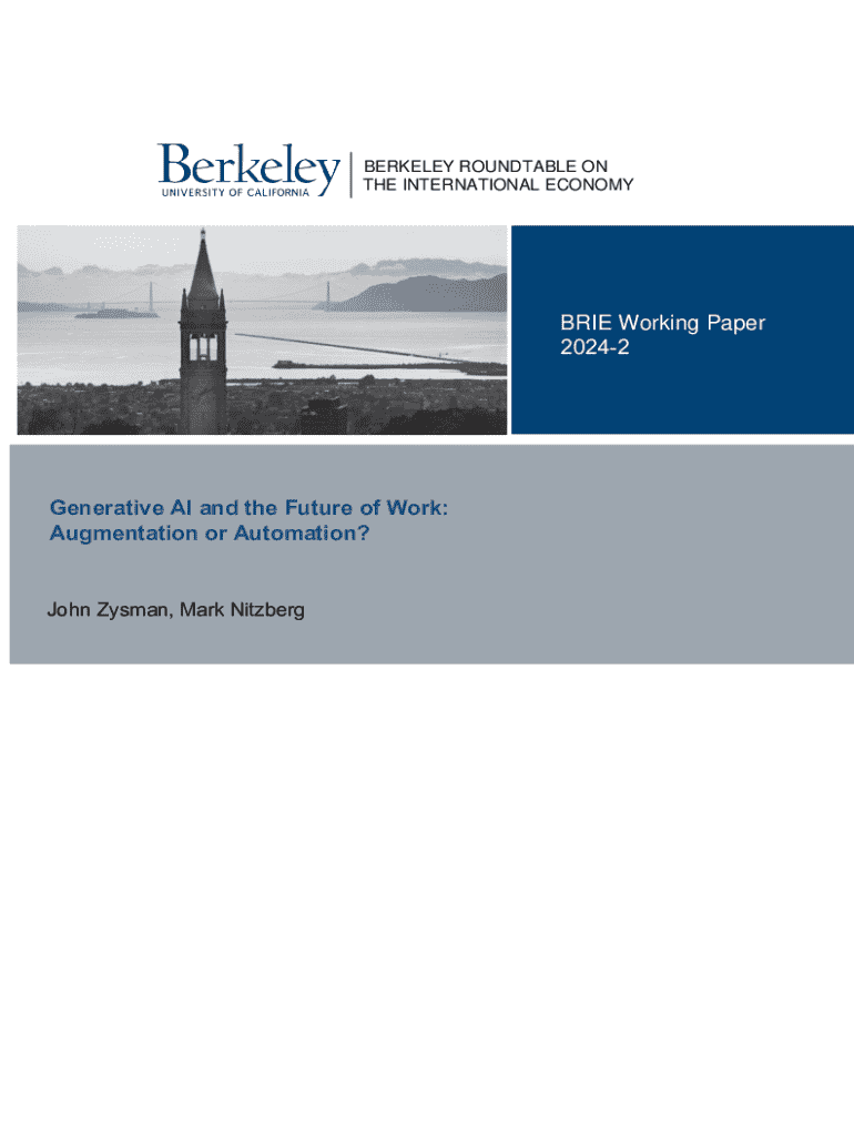 Fillable Online brie berkeley Generative AI and the Future of Work: Augmentation or ... Fax ...