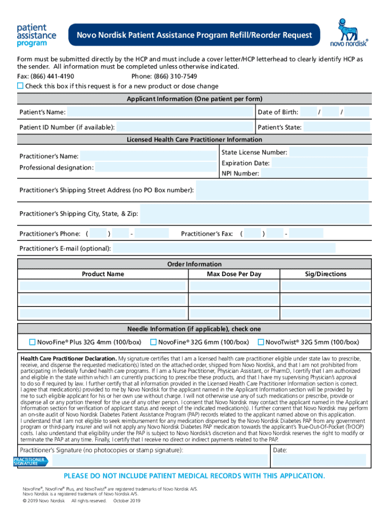 Novo nordisk refill form: Fill out & sign online | DocHub