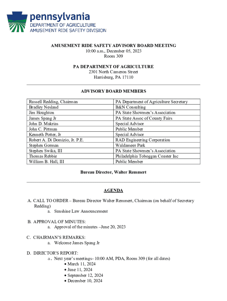 Fillable Online Amusement Ride Safety Advisory BoardOhio Department of ...