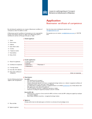 Fillable Online Application form Boatmaster certificate of competence ...