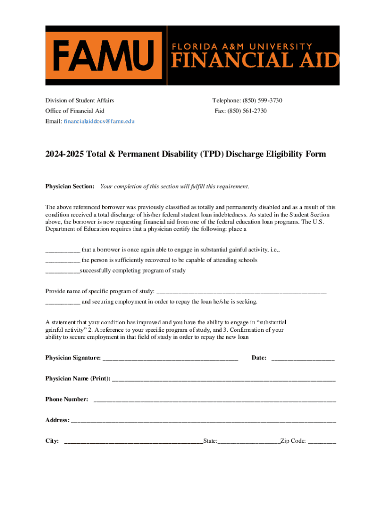 Fillable Online 20232024 loan disability discharge certification (faldd ...