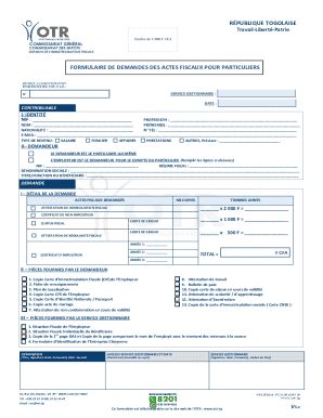 Fillable Online FORMULAIRE DE DEMANDES DES ACTES FISCAUX POUR ... Fax ...