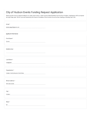 Fillable Online 2024 City of Hudson Events Funding Request Application ...