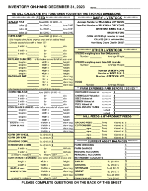 Fillable Online Feed Inventory for the Dairy Herd: Planning for ...