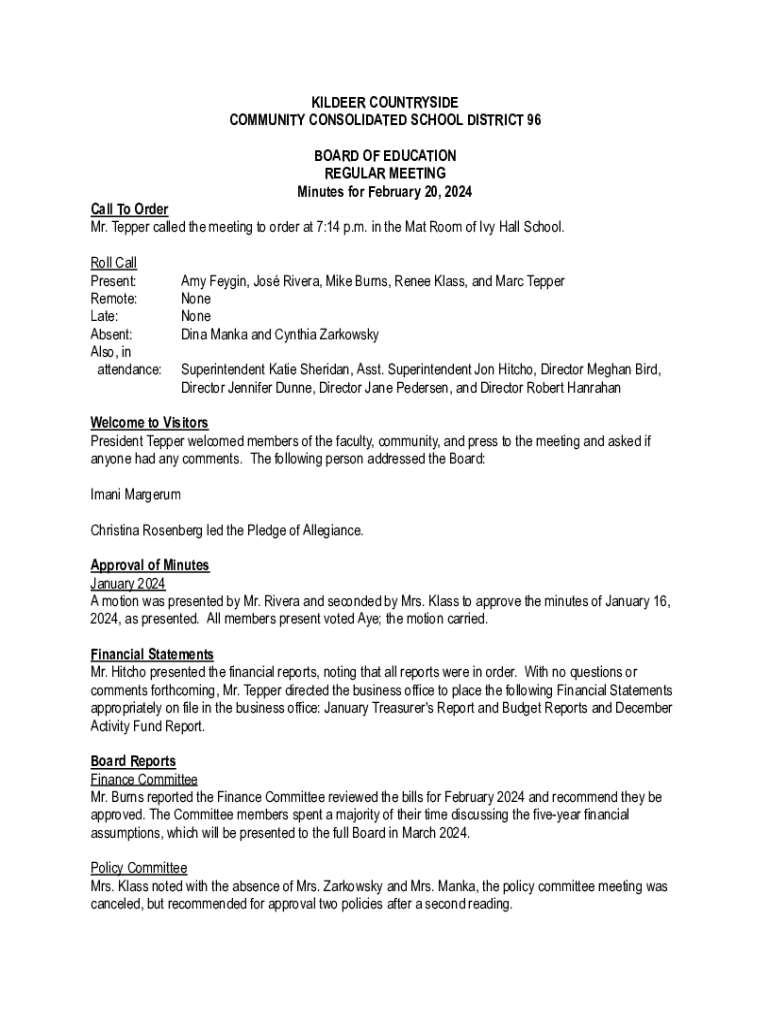 Fillable Online kildeer countryside community Fax Email Print - pdfFiller