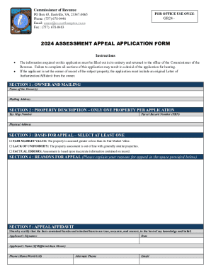 Fillable Online 2024 ASSESSMENT APPEAL APPLICATION FORM Fax Email Print ...
