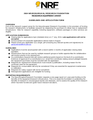 NRF 2024 Equipment Grant Application Doc Template | pdfFiller
