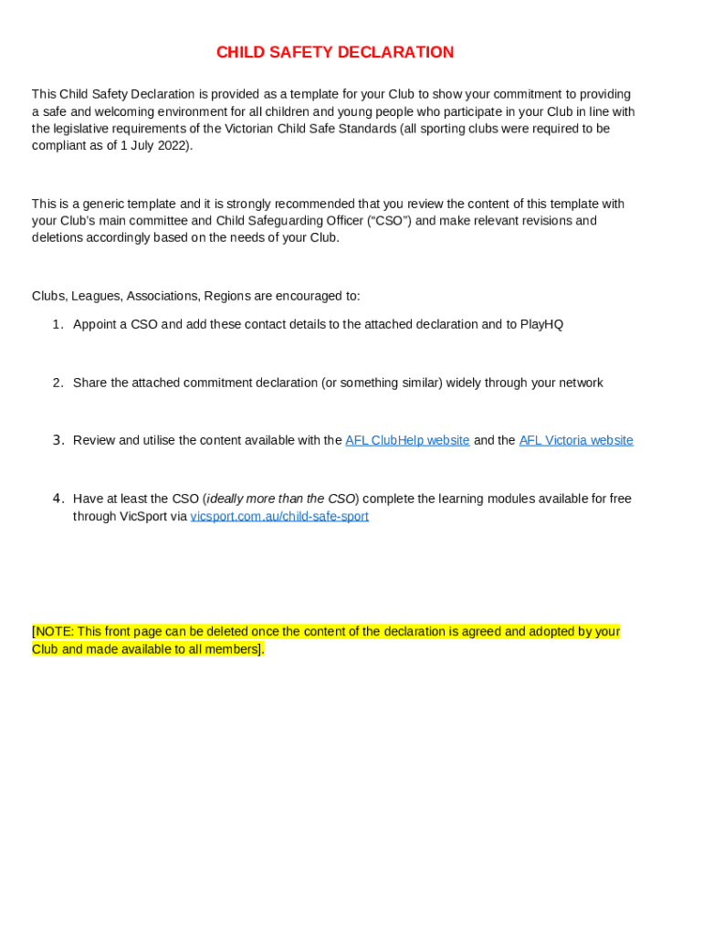 child safety and wellbeing policyshort template Doc Template | pdfFiller