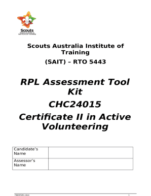 RTO 5443 RPL Assessment Tool Kit CHC24015 Certificate ... Doc Template ...