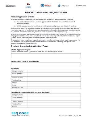 Product Appraisal Request Doc Template | pdfFiller